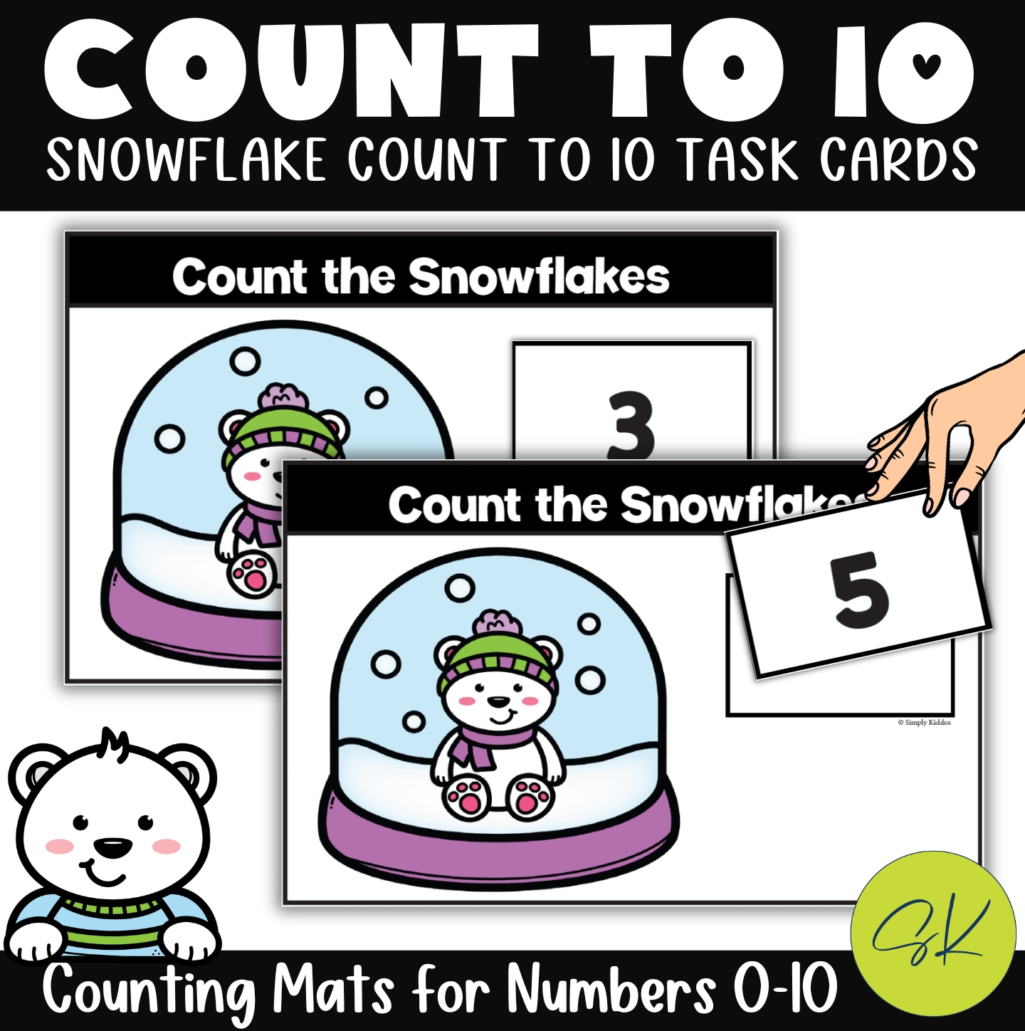 Fun Counting to 10 Snowflake Task Cards - Simply Kiddos