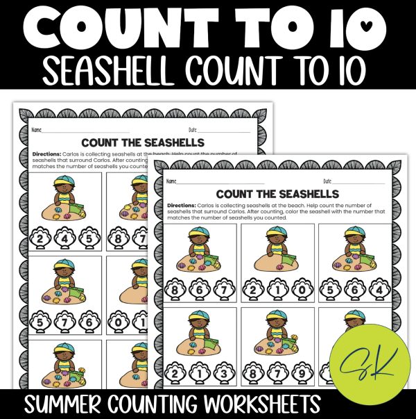 Summer Count to 10 Worksheets - Simply Kiddos
