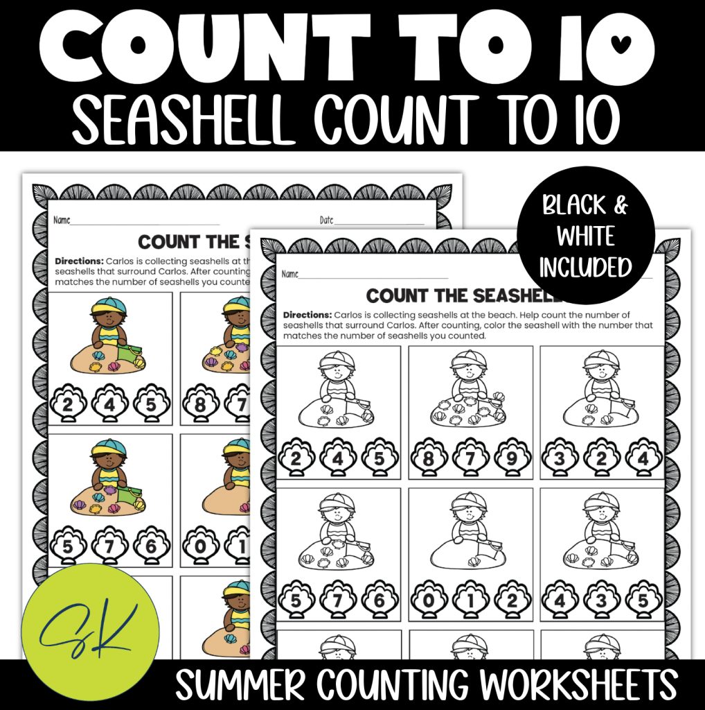 Summer Count to 10 Worksheets - Simply Kiddos