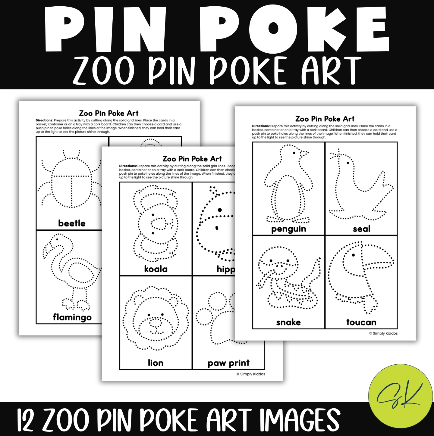 Zoo Pin Poke Activity – Simply Kiddos